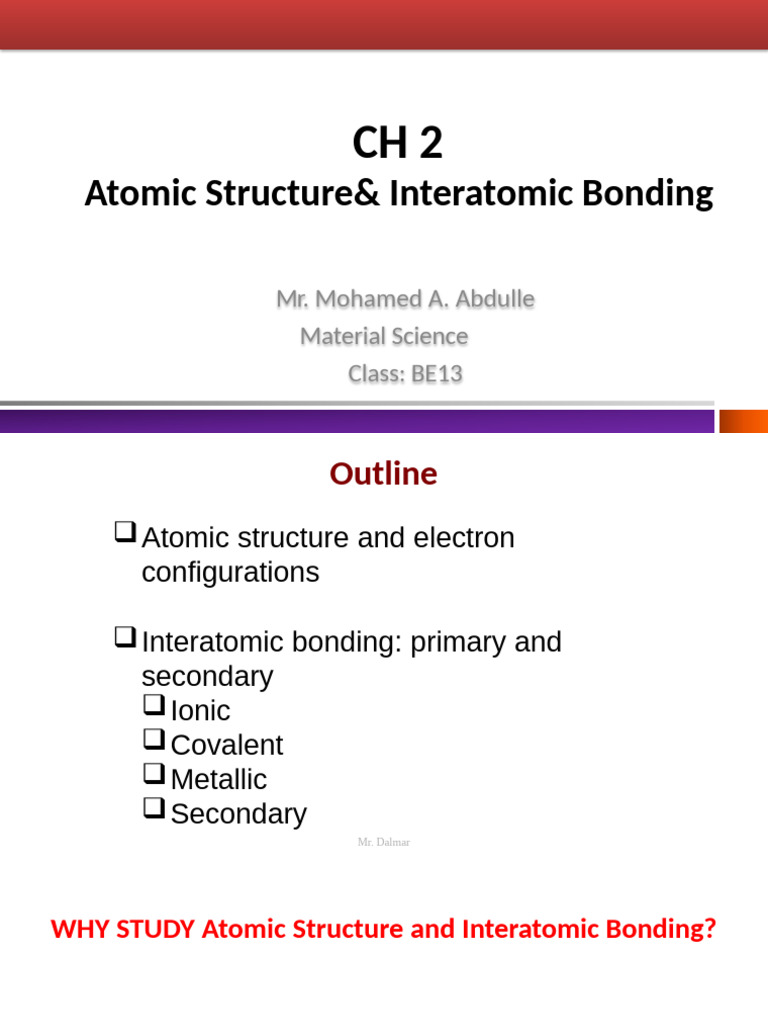 CH 2 Atomic Structure BE13 | PDF | Chemical Bond | Ionic Bonding