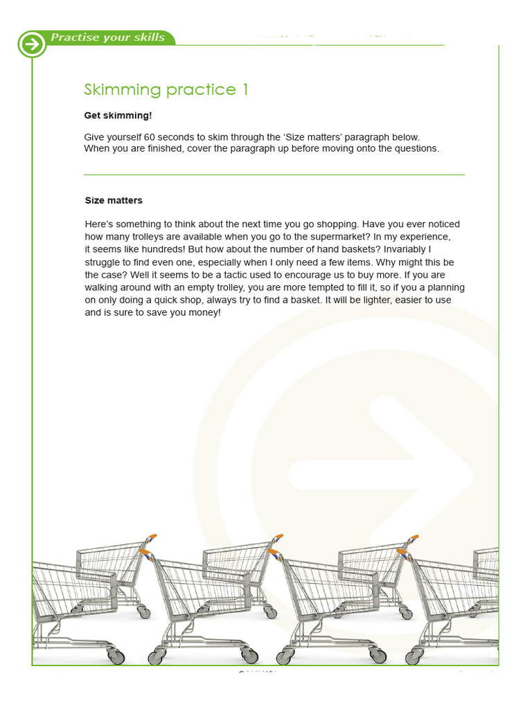 Skimming (Trolleys) - Exercise Key | PDF | Speed Reading