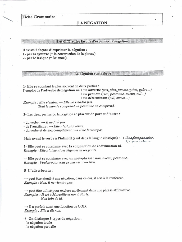 La Négation | PDF
