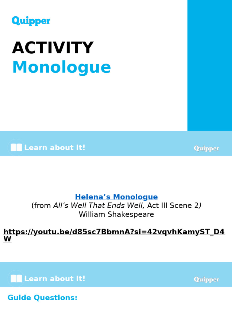 Activity Monologue | PDF