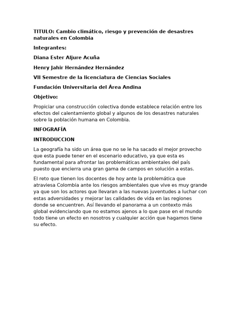 Cambio Climático y Desastres en Colombia | PDF | Entorno natural ...