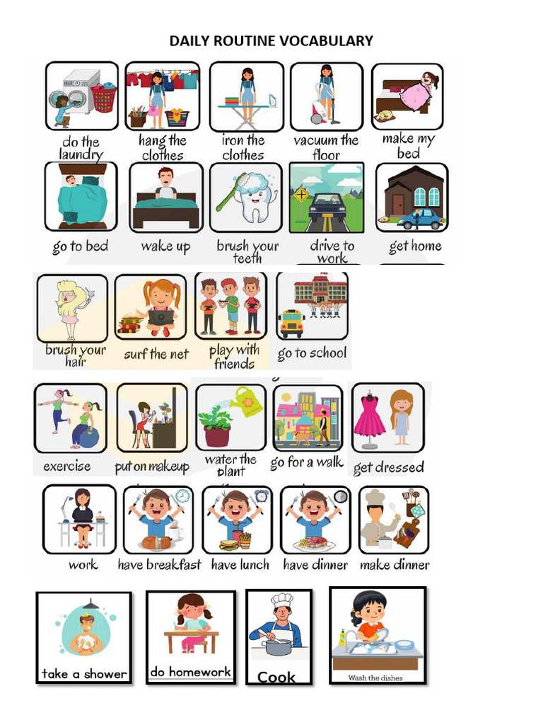 Daily Routine Vocabulary | PDF