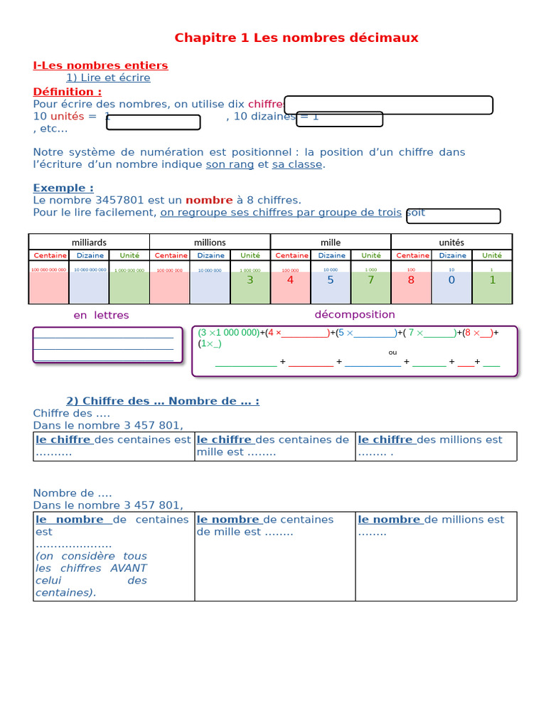 C1 Les Nombres Entiers Élèves | PDF | Nombre | Arithmétique