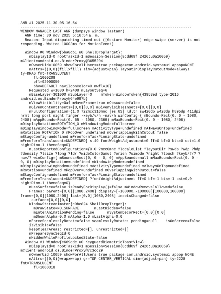 Dumpsys ANR WindowManager | PDF | Software | System Software
