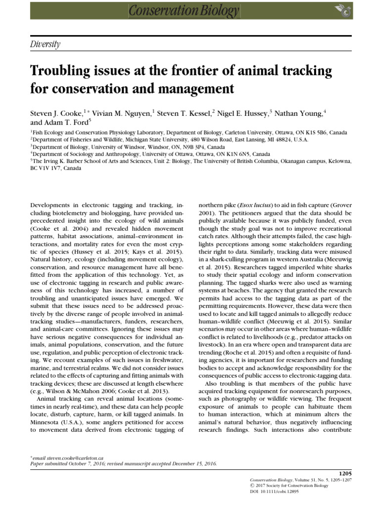 Cooke Et Al 2017 Conservation Biology 1 | PDF | Conservation Biology ...