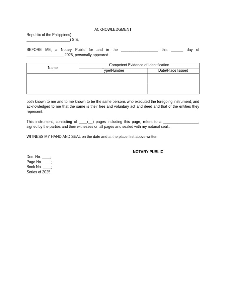 Notary Public Acknowledgment Template | PDF