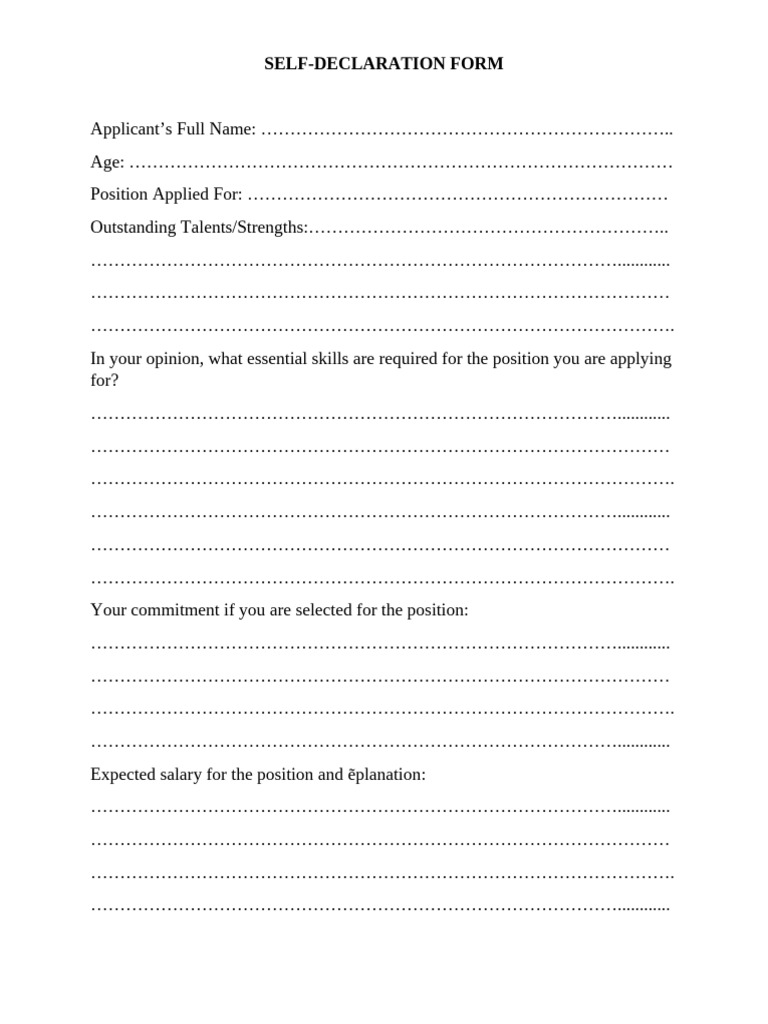 Self - Declaration From | PDF