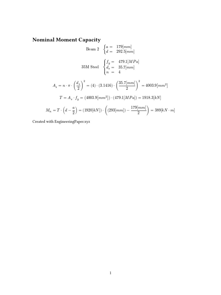 Nominal Moment Capacity of Beam 2 | PDF