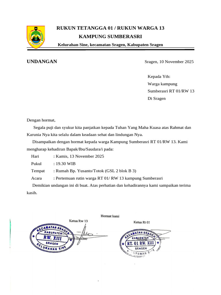 Undangan Rt | PDF