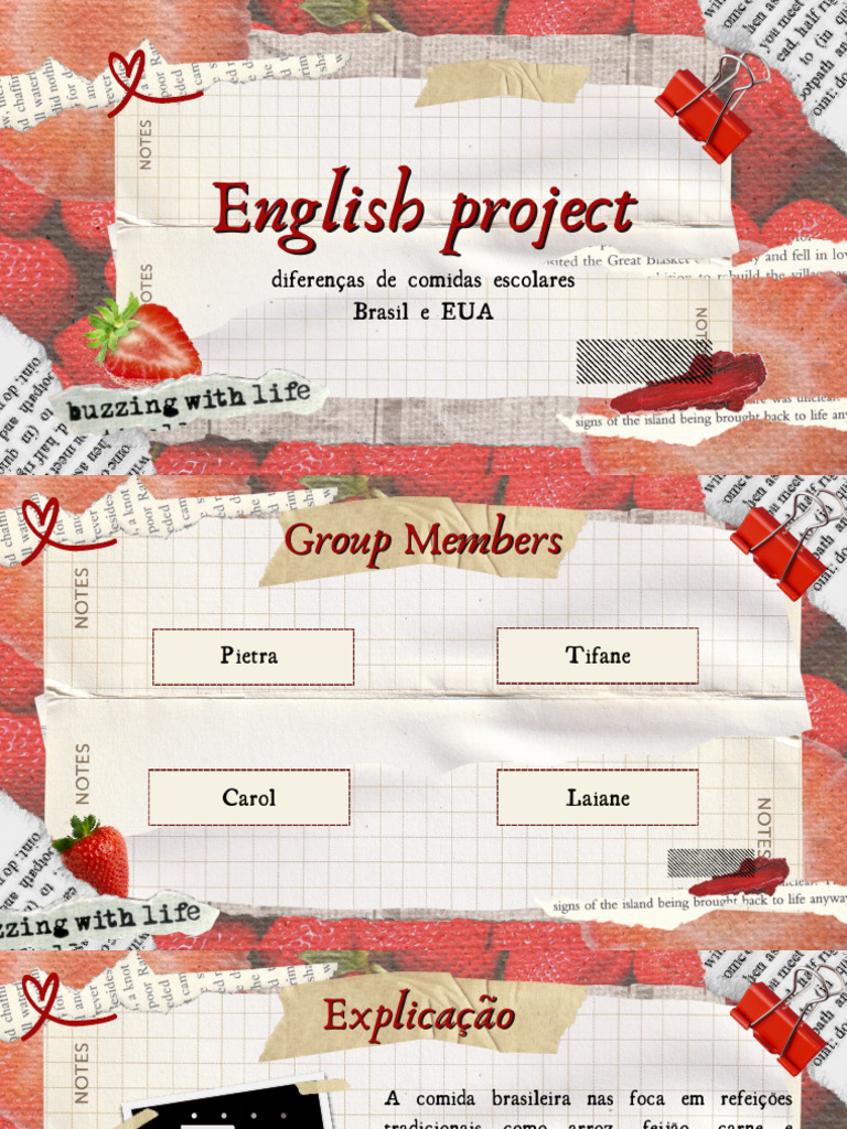Red and Beige Vintage Scrapbook Strawberry Paper Group Project ...