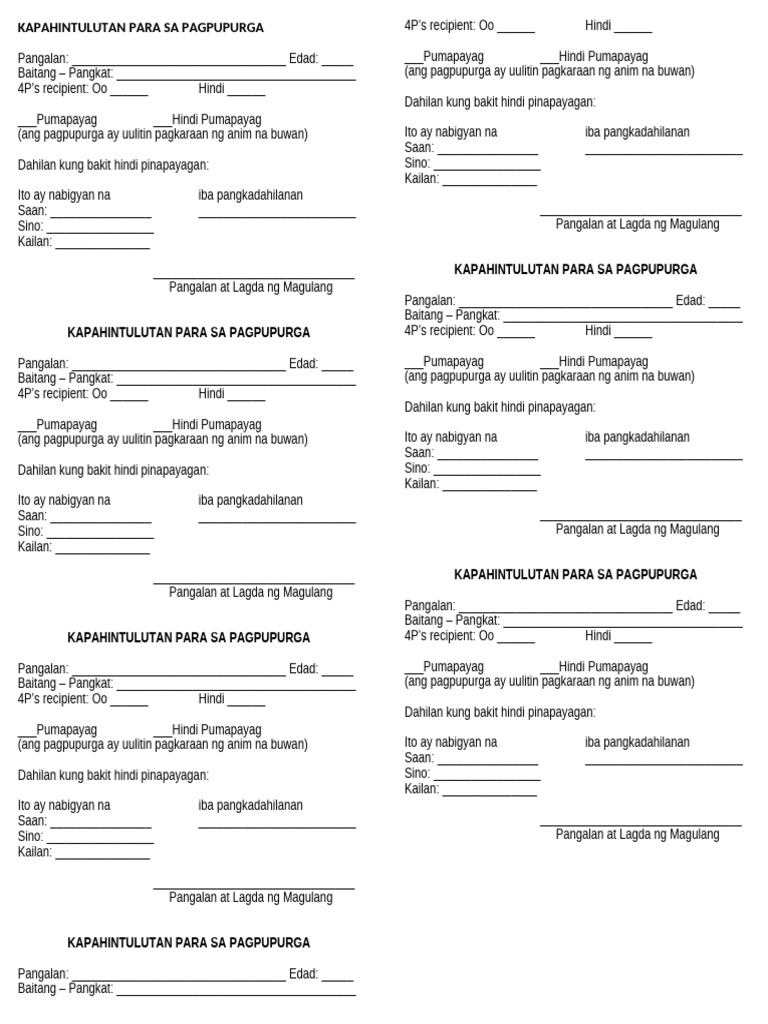 Kapahintulutan para Sa Pagpupurga | PDF