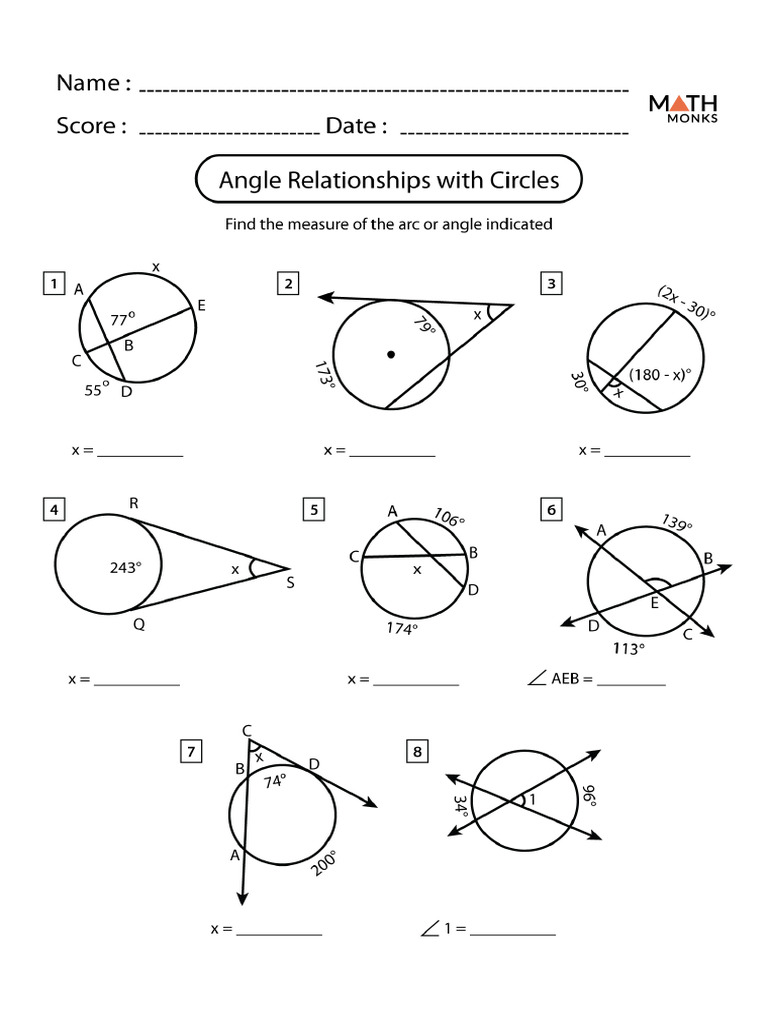 Angles and Circles Yr 7 Worksheet | PDF | Elementary Geometry ...