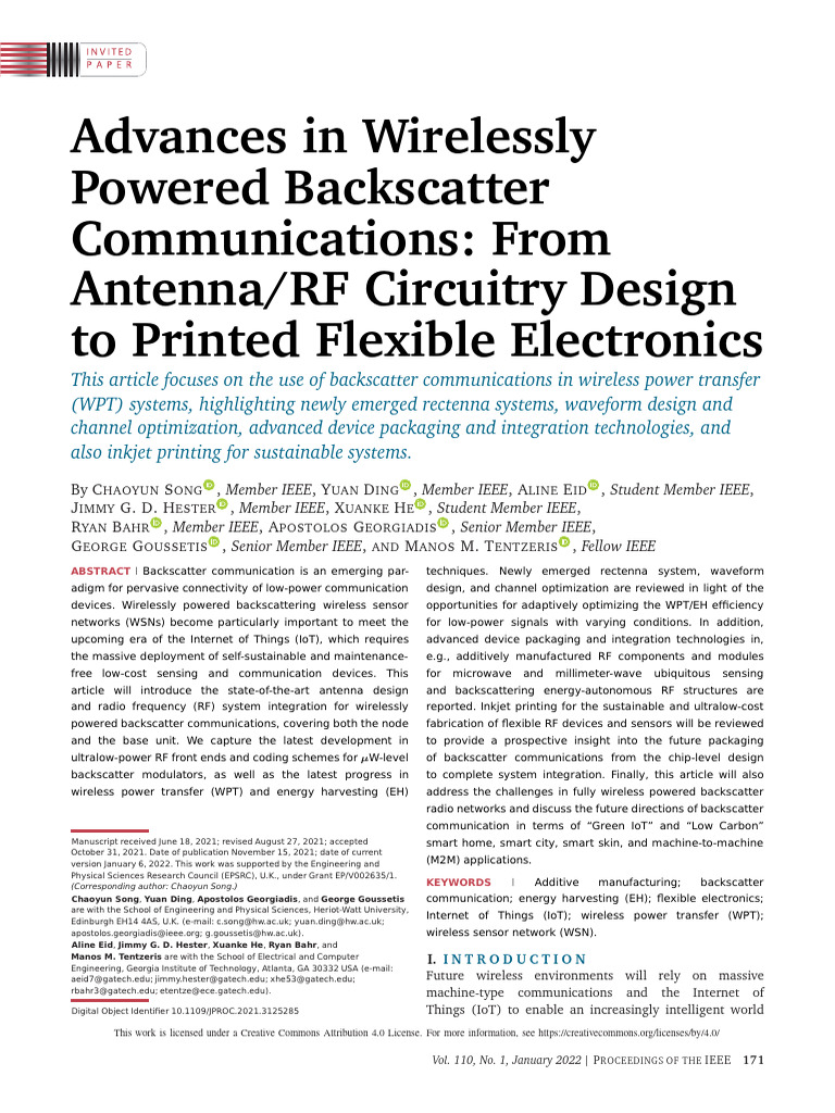 Advances in Wirelessly Powered Backscatter Communications From Antenna ...