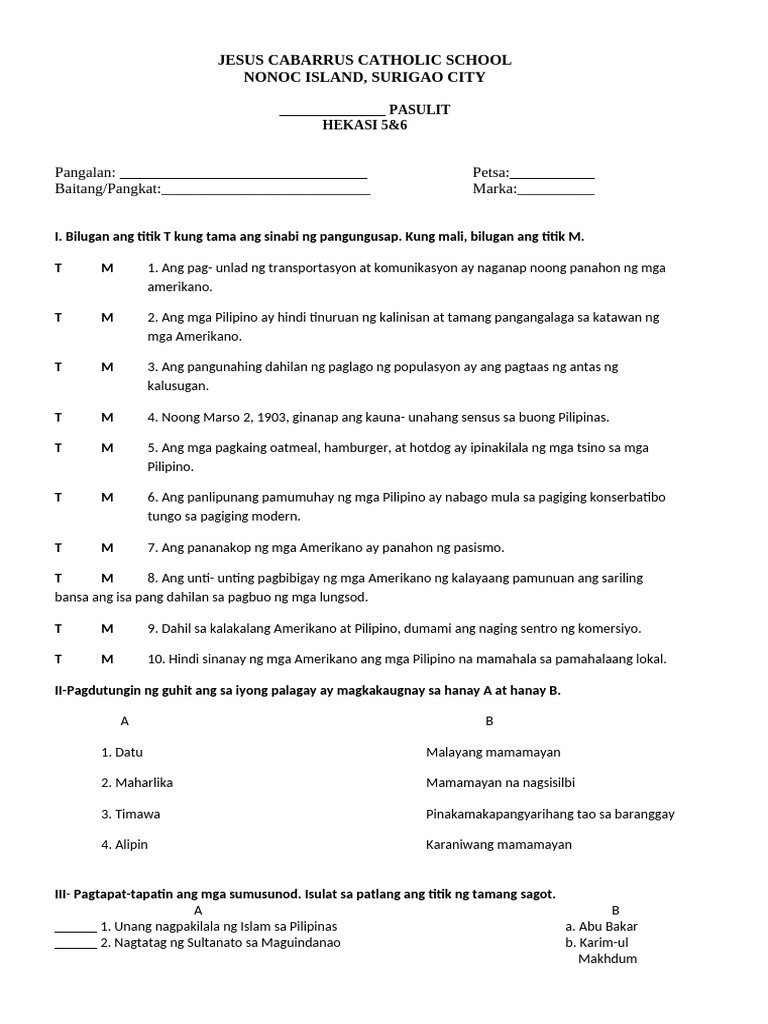 Grade 5&6 Hekasi | PDF