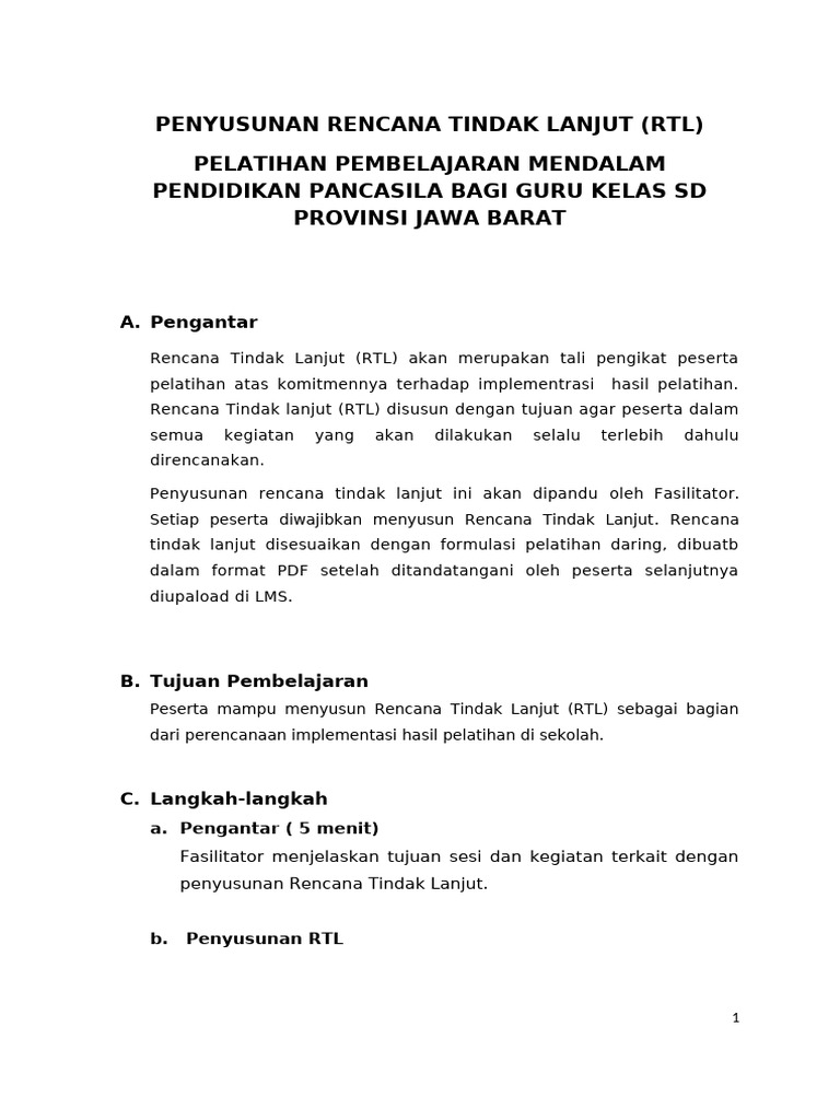 RENCANA TINDAK LANJUT | PDF