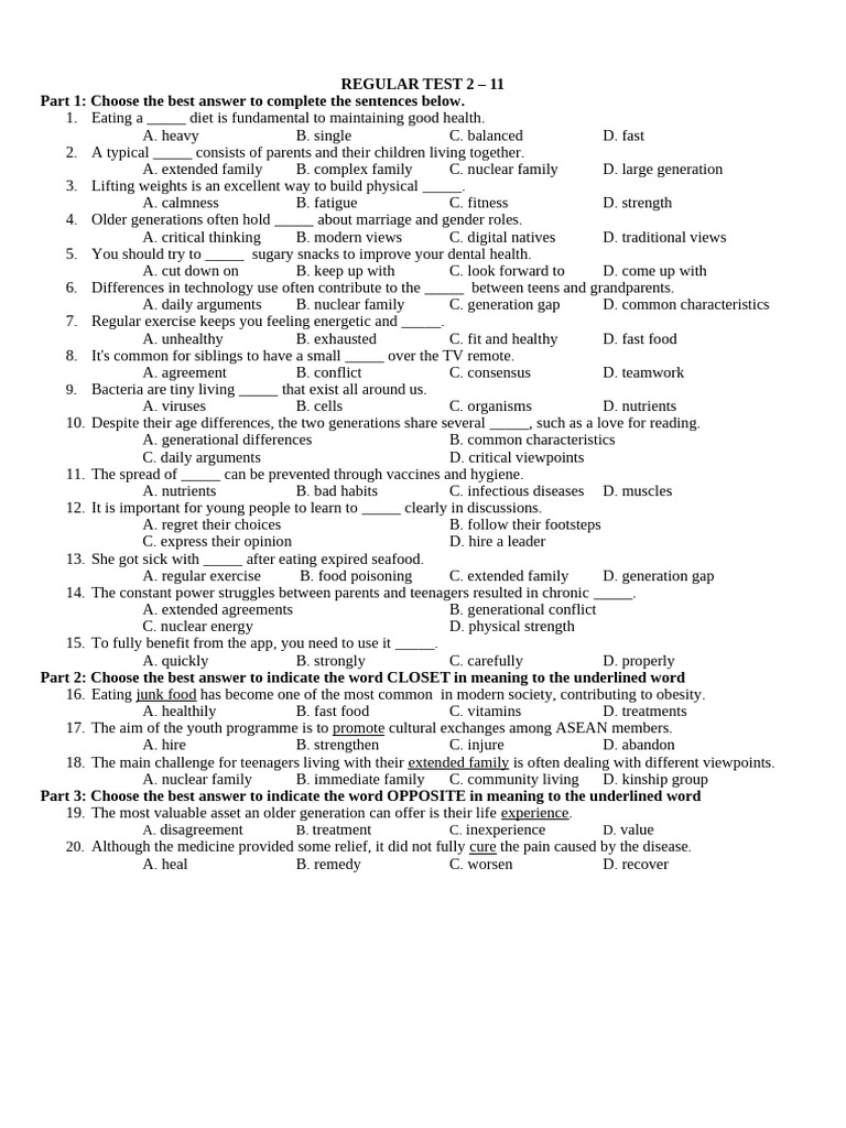 25-26-K11-REG TEST 2 | PDF | Health Care | Medical Specialties