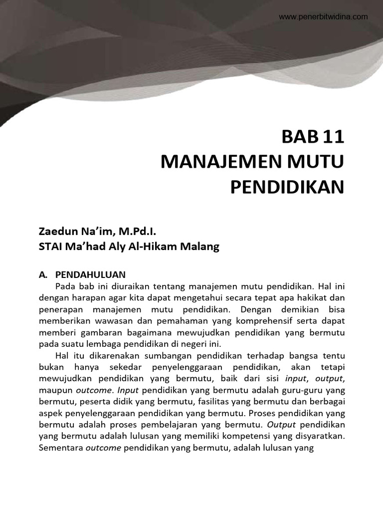 Manajemen Mutu Pendidikan yang Efektif | PDF