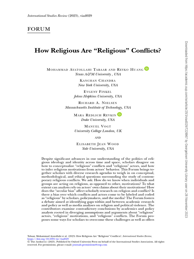 How Religious Are Religious Conflicts | PDF | Epistemología | Actitudes ...