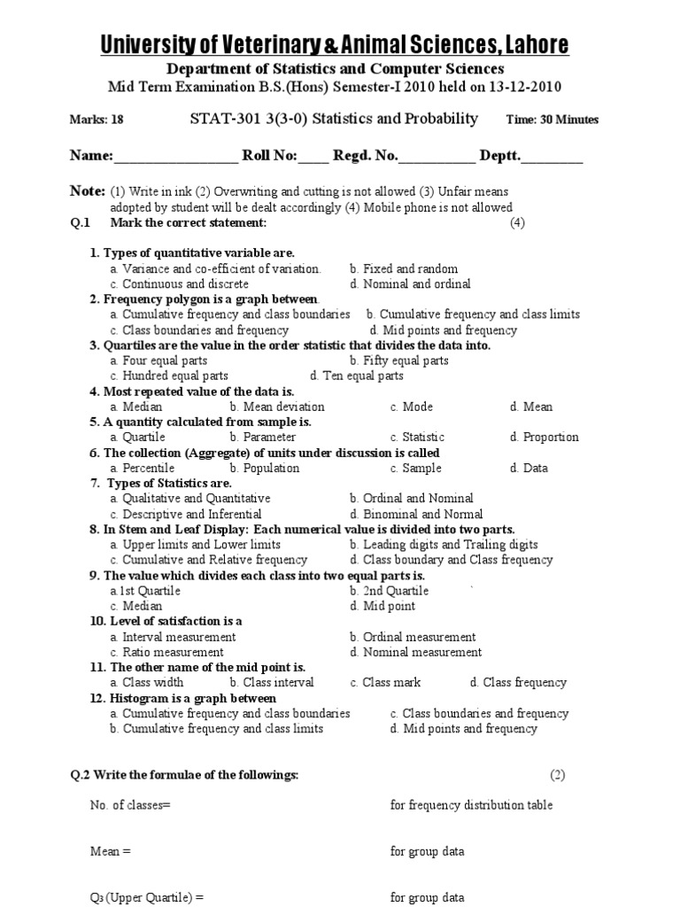 Bs Paper | Download Free PDF | Level Of Measurement | Mean