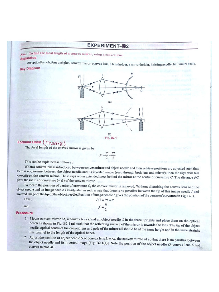 Class 12th Optics Practical - 2 | PDF