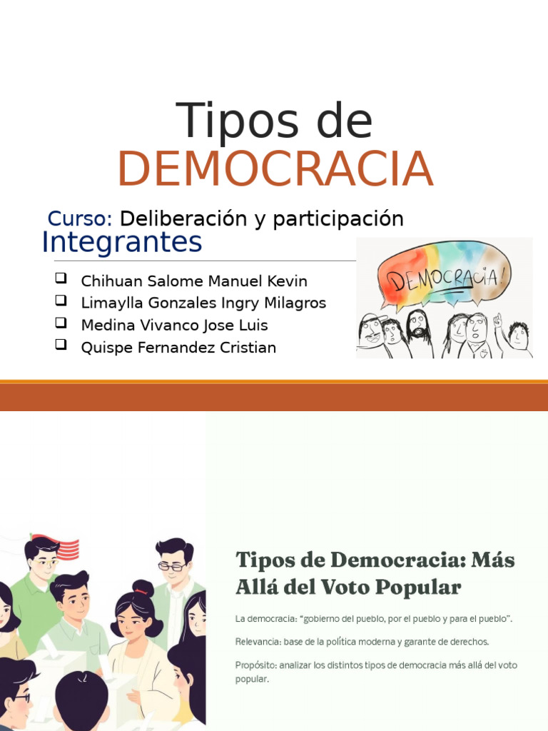 Tipos de Democracia: Directa, Deliberativa y Participativa | PDF ...