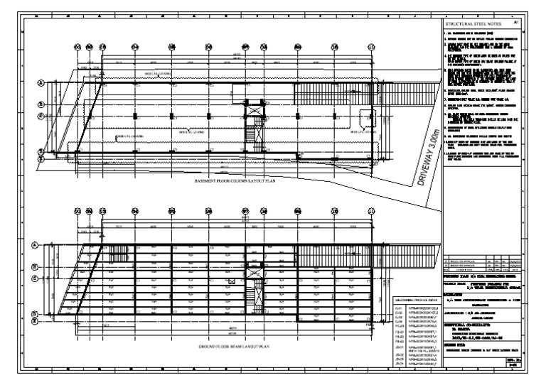 Basement Floor Column & G.F Beam Layout Plan | PDF