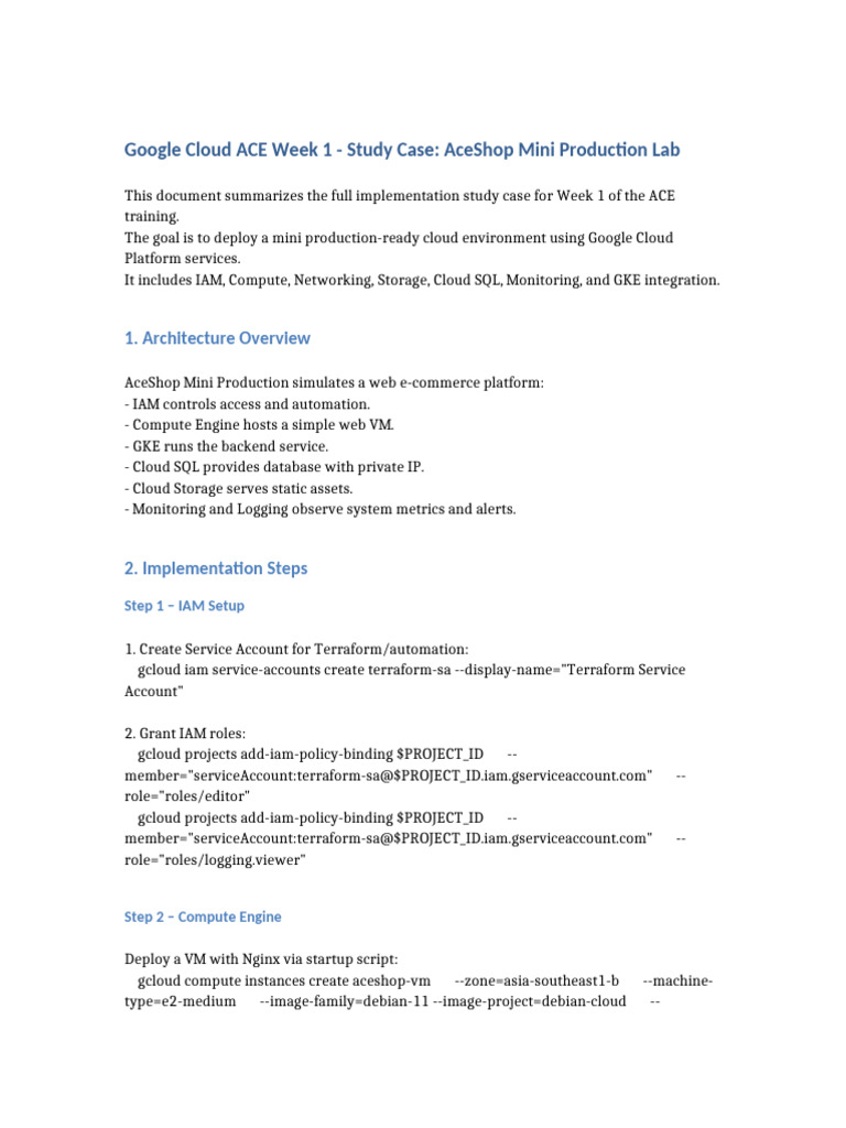 ACE Week1 Study Case | PDF | Cloud Computing | I Cloud
