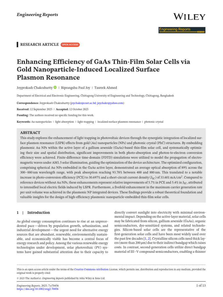 Enhancing Efficiency of GaAs Thin-Film Solar Cells | PDF | Surface ...