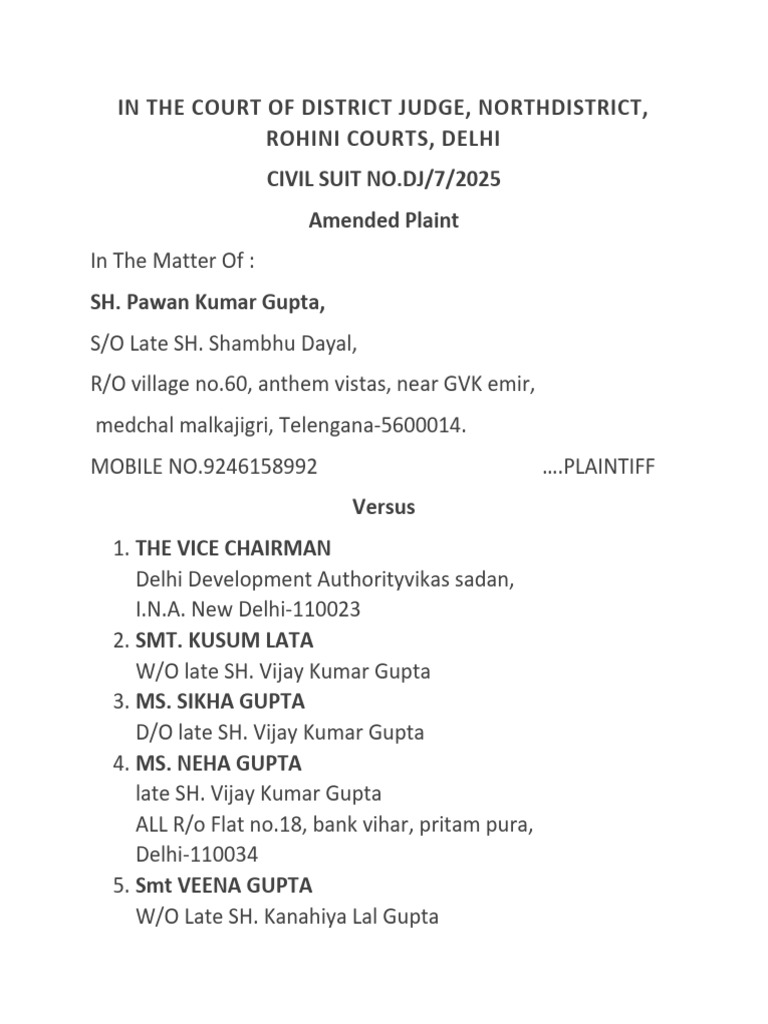Civil Suit DJ/7/2025 Affidavit Details | PDF | Affidavit | Chess Theory