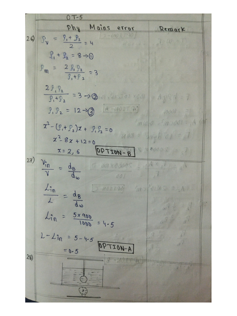 Physics OT-5 MAINS Error Notes | PDF
