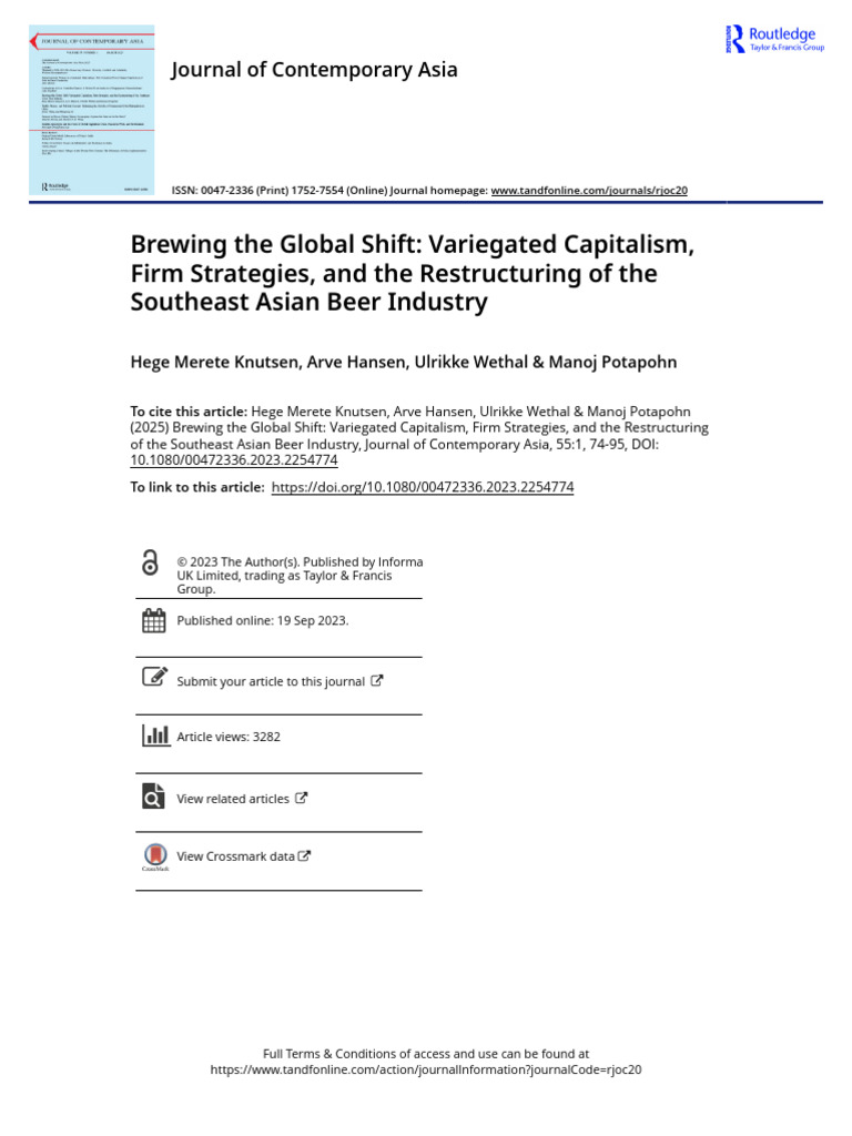 Brewing The Global Shift Variegated Capitalism Firm Strategies and The Restructuring of The ...