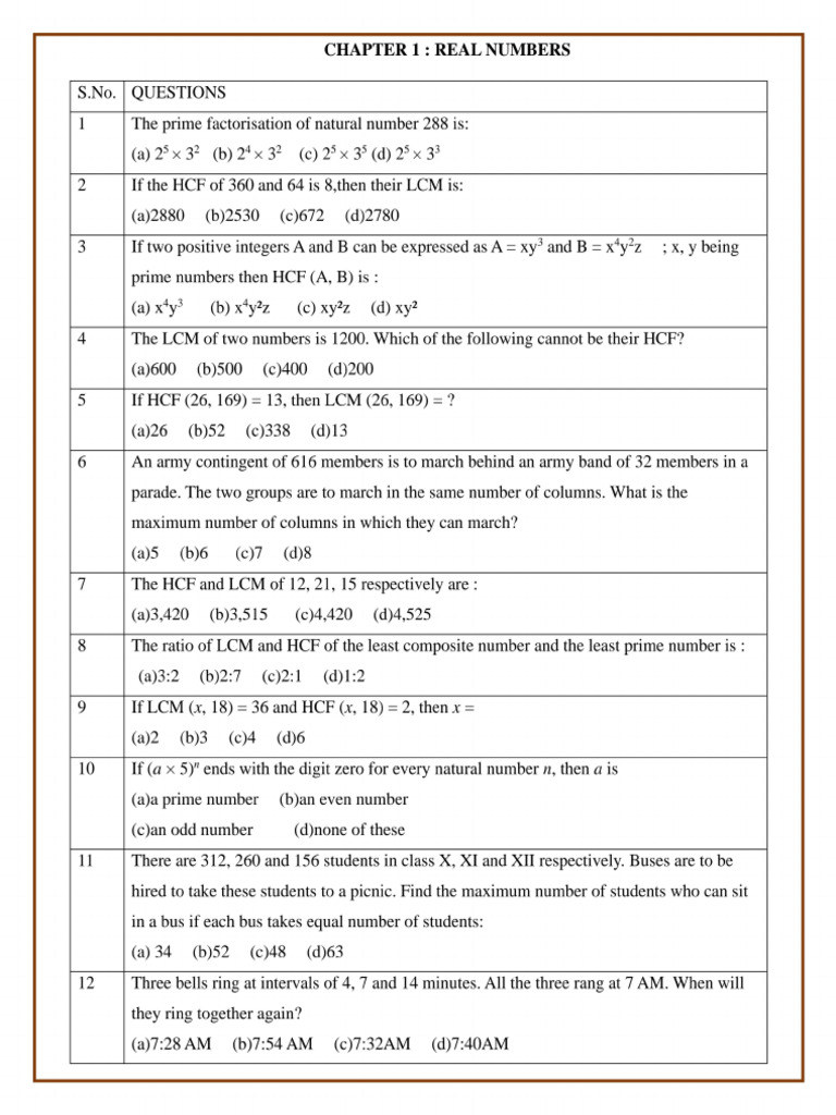 Maths MCQ Class 10 | PDF