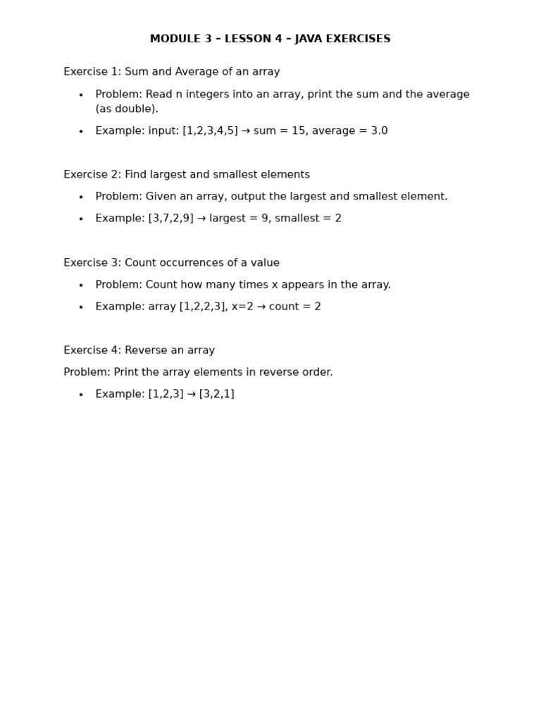 Array Assignmnet Exercises Activity | PDF