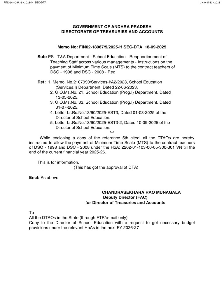 Memo No FIN02 18067 Dt.18.09.2025 | PDF