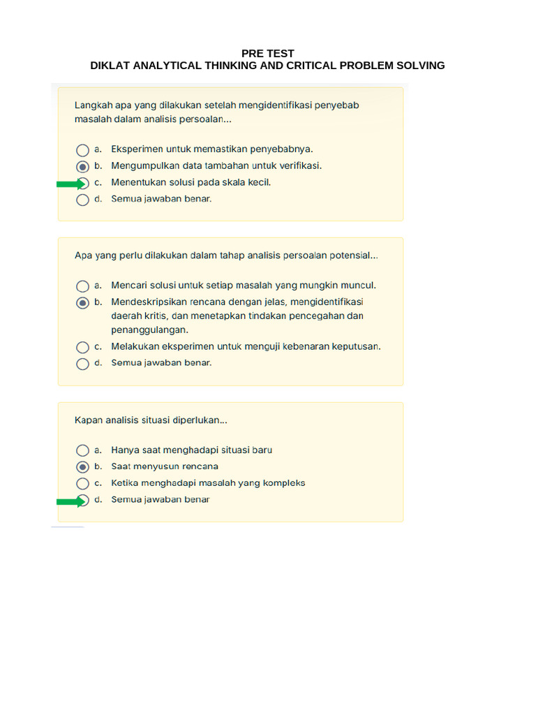 Pre Test | PDF