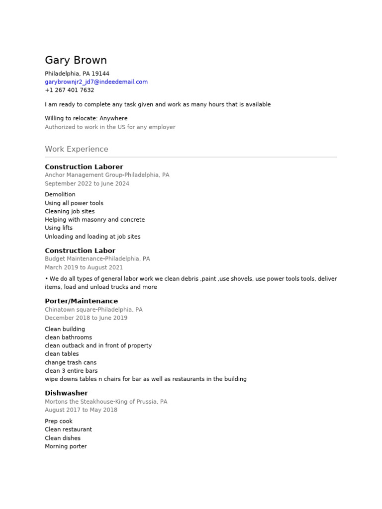 Resume Gary Brown | PDF