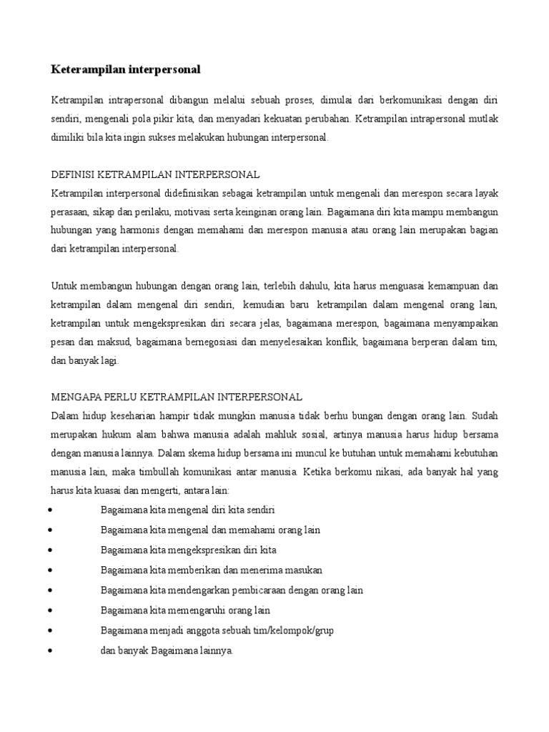 Keterampilan Interpersonal | PDF