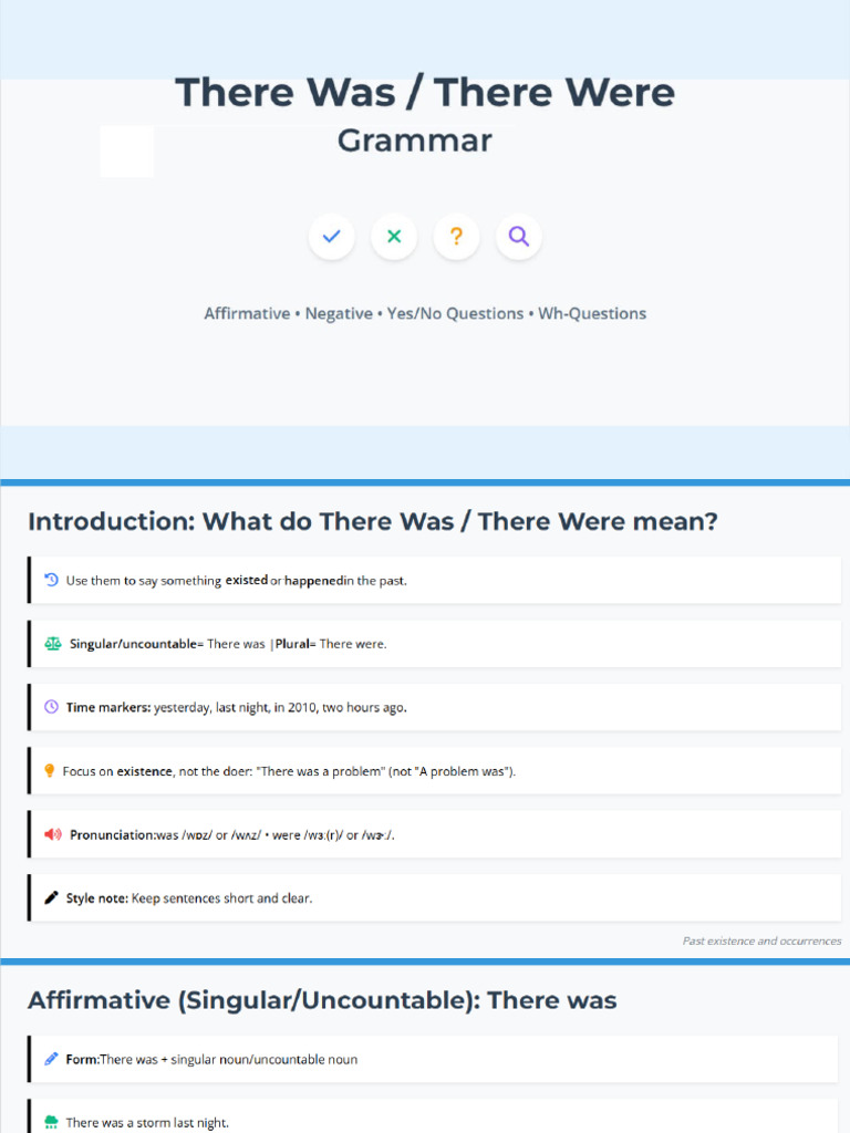 There Was There Were - Grammar and Context | PDF
