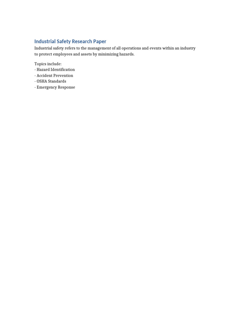 Industrial Safety Research Paper | PDF