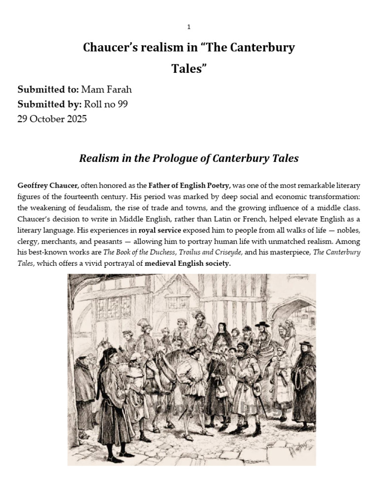 Assignment 1 | PDF | The Canterbury Tales