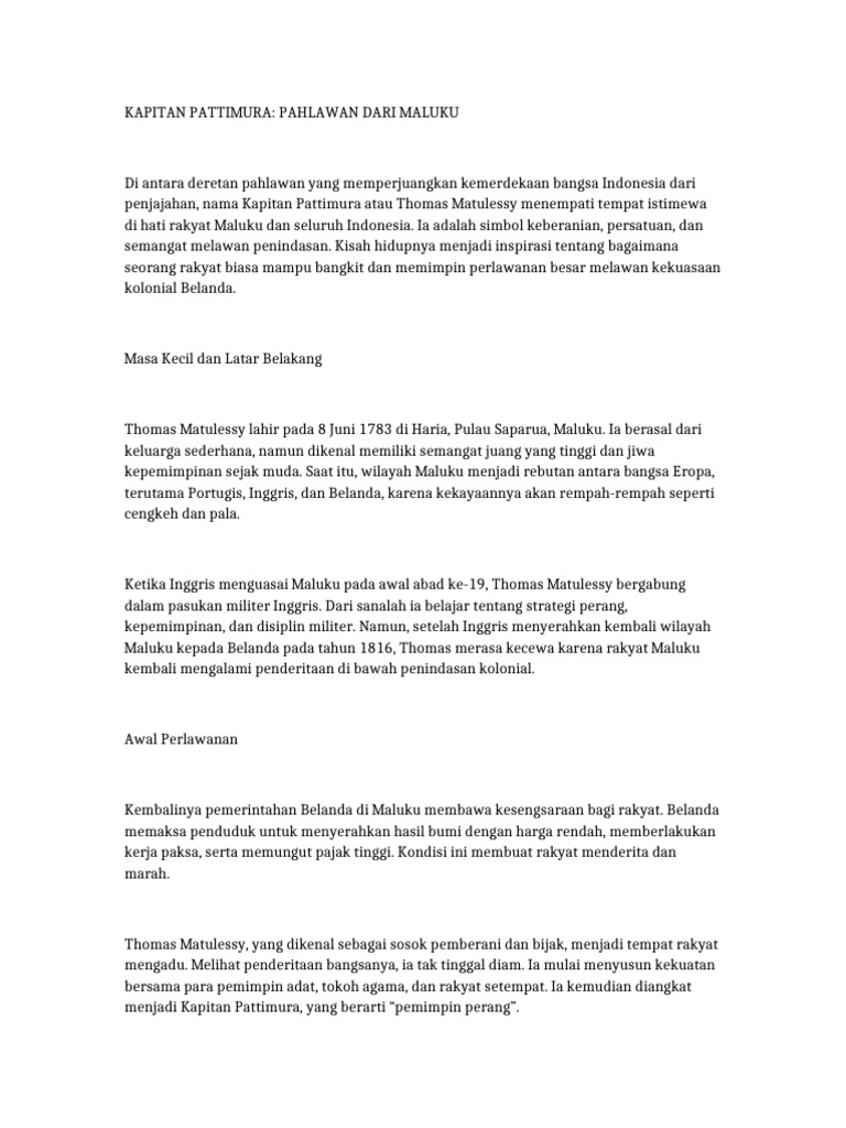 Biografi Kapitan Pattimura | PDF