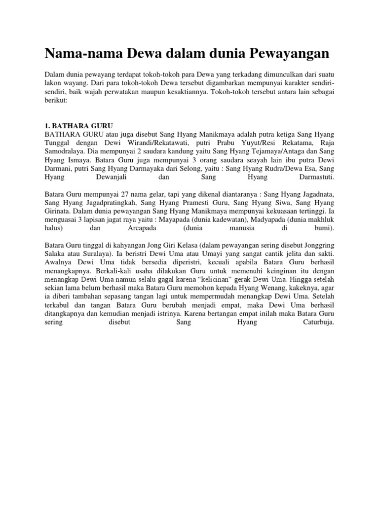 Nama - Nama Dewa An | PDF
