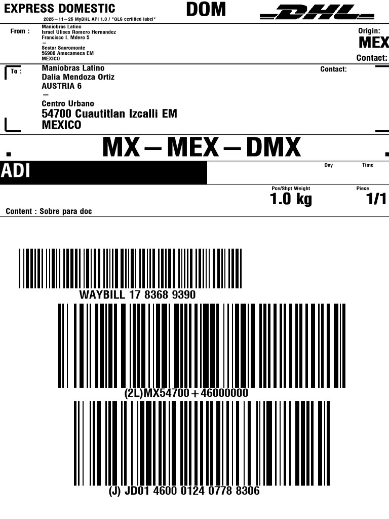 Domestic Express Shipment Waybill | PDF