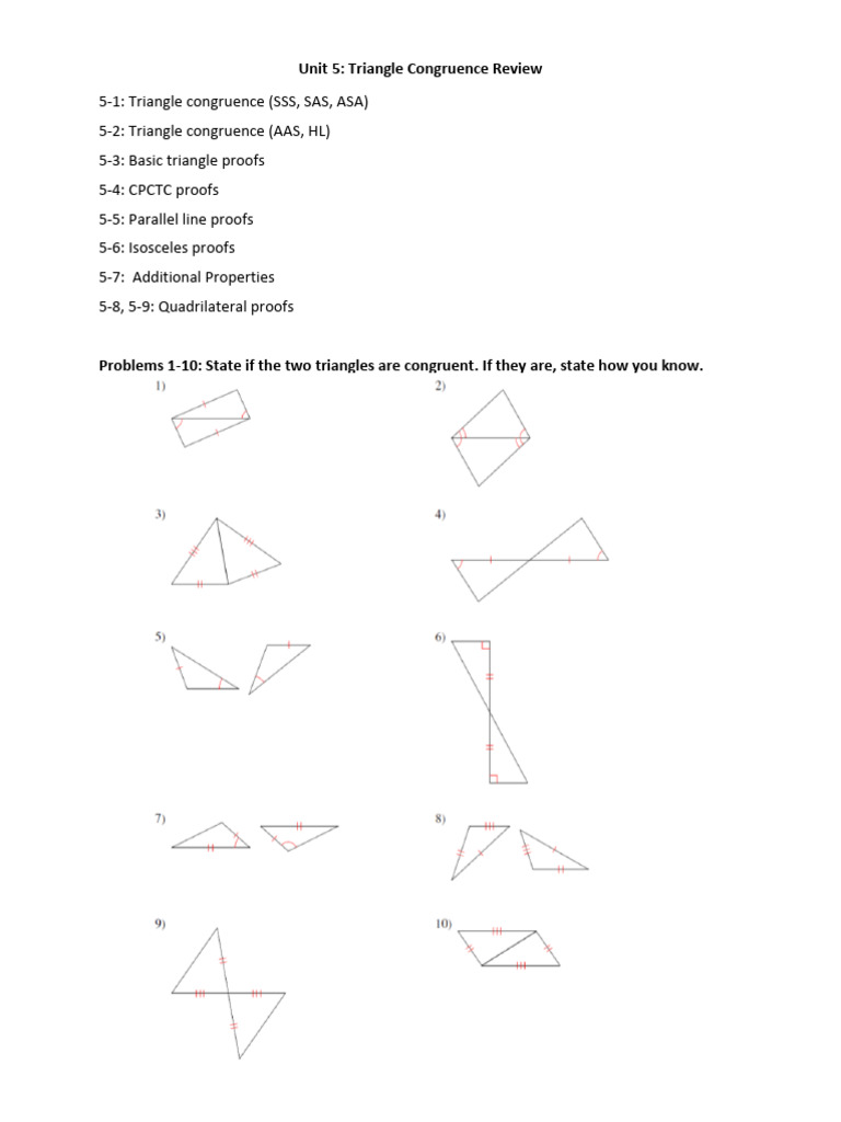 Geometry Unit 5 Review Sheet (2021-2022) (1) | PDF | Elementary Geometry | Triangle Geometry