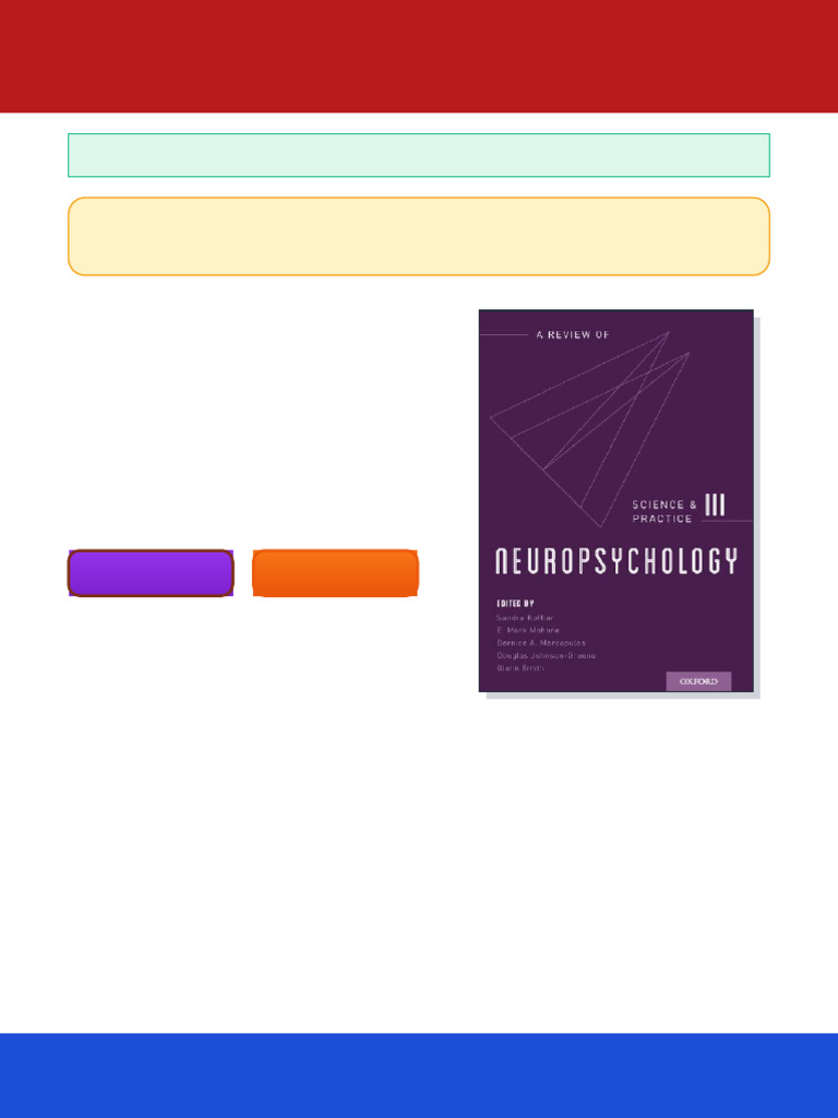 Neuropsychology: Science and Practice 3rd Edition Sandra Koffler ...