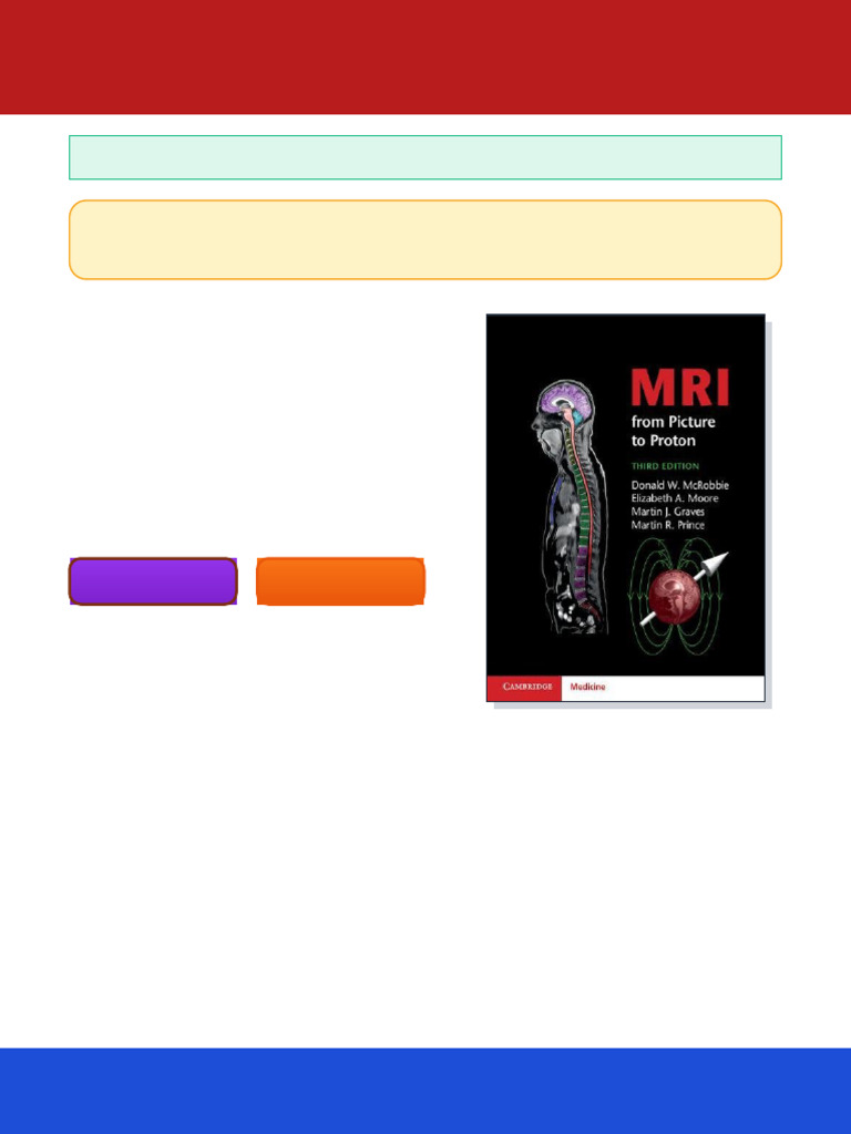 MRI From Picture To Proton 3rd Edition Donald W. Mcrobbie Ebook Full ...