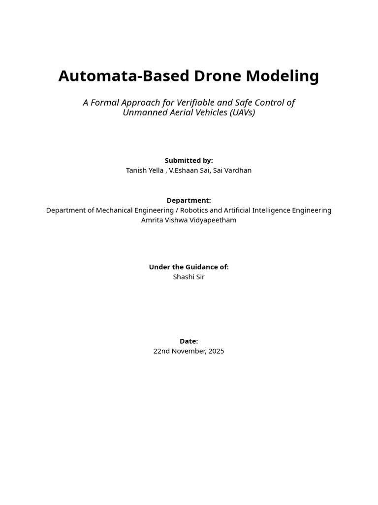 Automata-Based Drone Modeling (1) | PDF | Unmanned Aerial Vehicle | Formal Verification