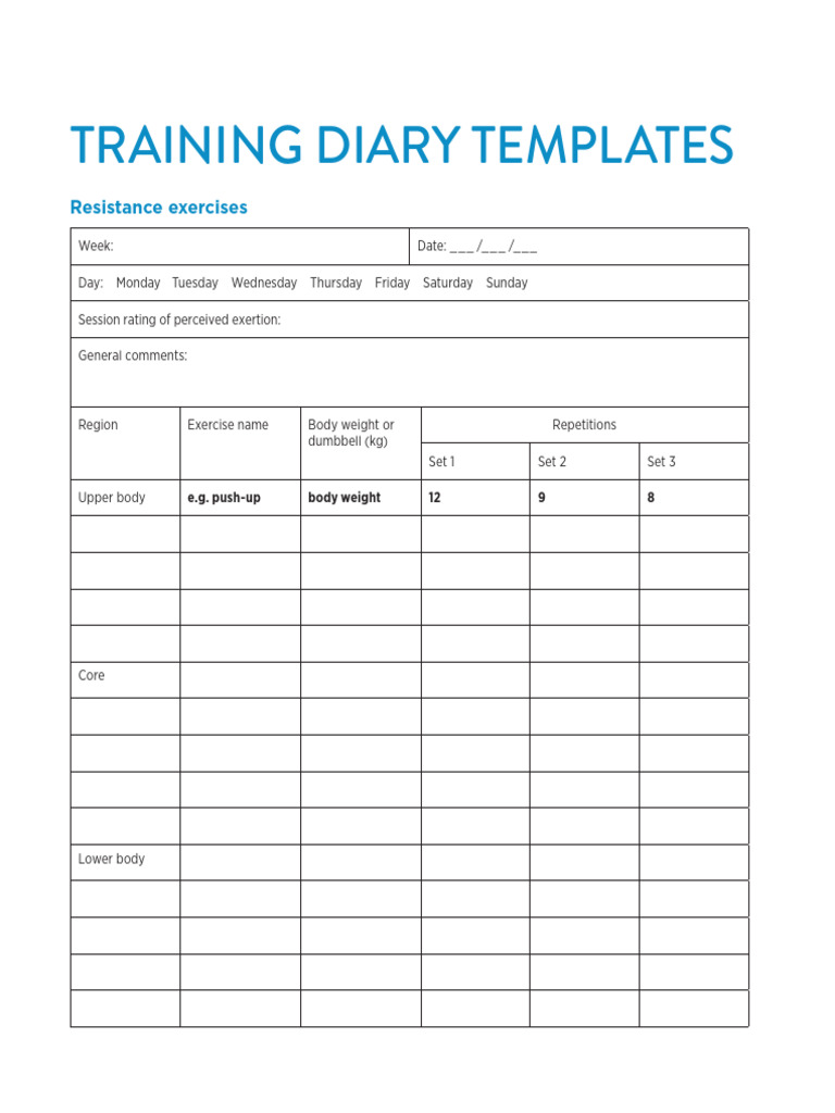CSIRO Low-Carb Diet_training Diary Templates | PDF