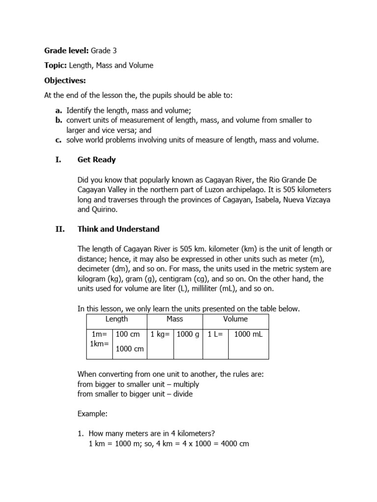 Length, Mass, and Volume. | PDF | Volume | Litre