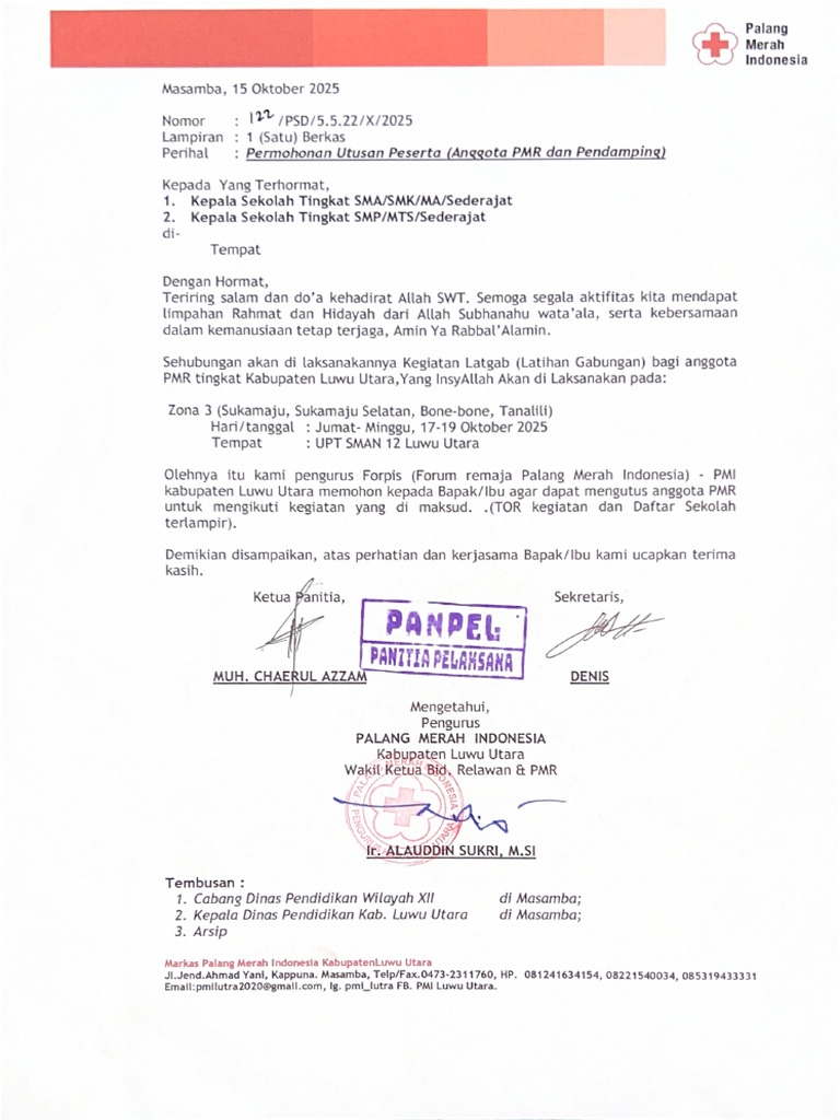 Surat Permohonan Utusan Peserta Zona 3 | PDF